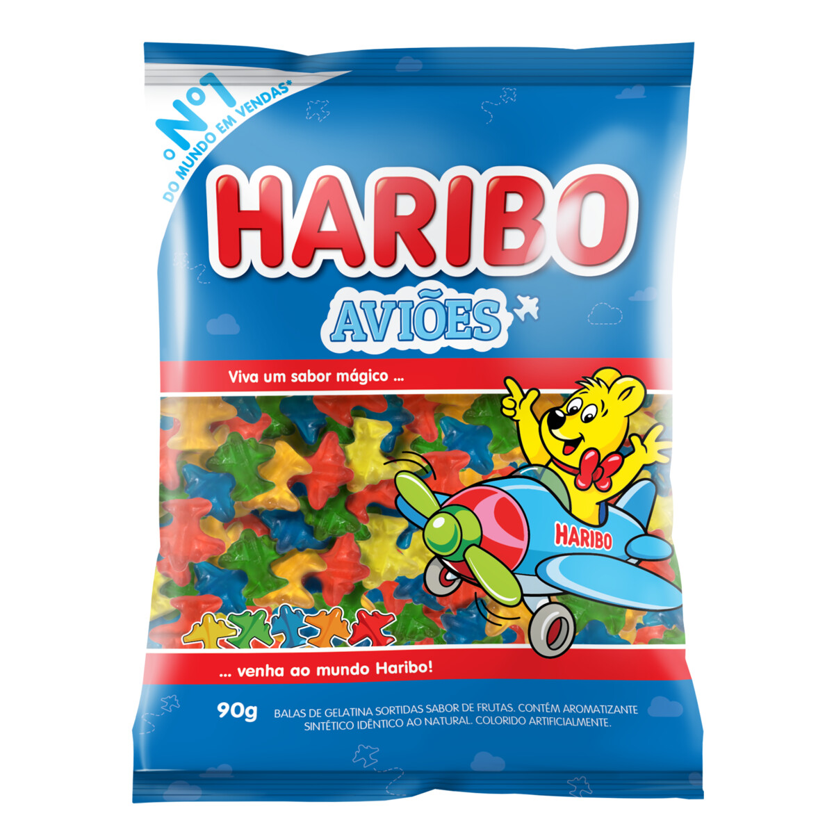 Bala de Gelatina Haribo 80g Avioes é aqui na Barcelos
