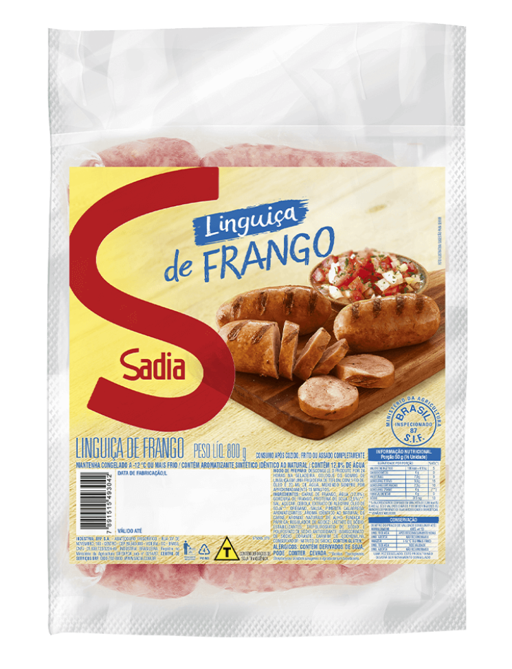 Linguica de Frango Sadia 800g Pacote é aqui na Barcelos