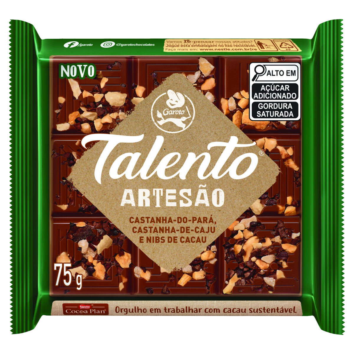 Chocolate Garoto Talento 75g Cast.caju/para é aqui na Barcelos