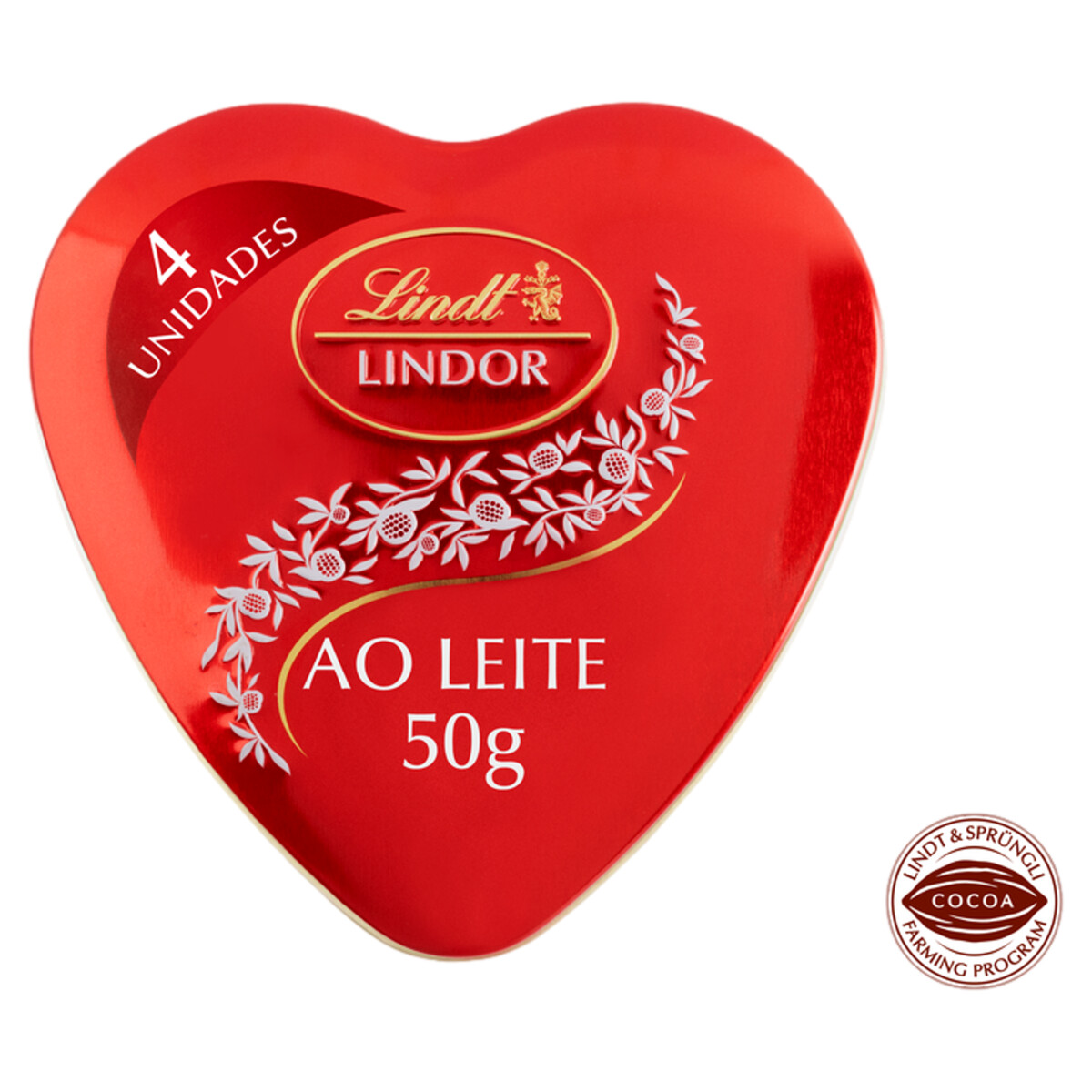 Chocolate Coracao Lindor Lindt 50g Ao Leite Lata é aqui na Barcelos